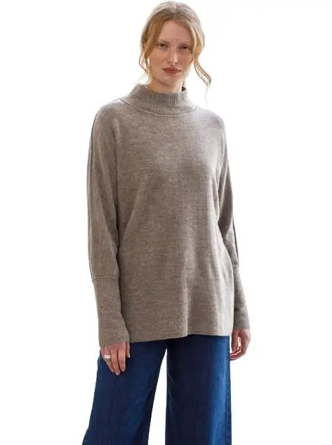 CELTIC & CO. Drape Funnel Neck Sweater - Undyed Biscuit