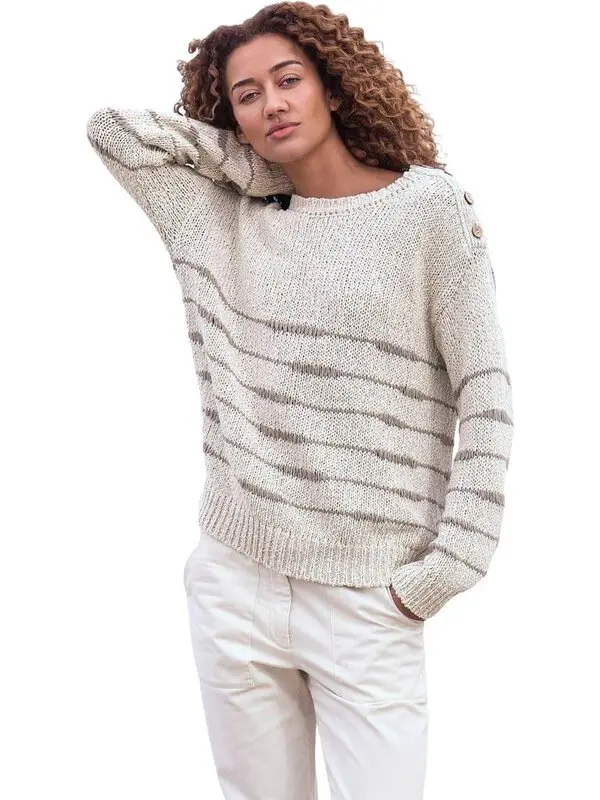 CELTIC & CO. Drop Stitch Breton Sweater - Oatmeal Taupe