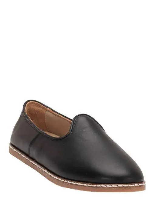 FOREVER & ALWAYS SHOES Dalya Leather Slip-on Flats - Black Leather