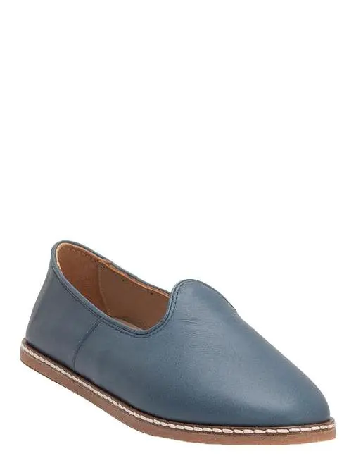 FOREVER & ALWAYS SHOES Dalya Leather Slip-on Flats - Blue Leather