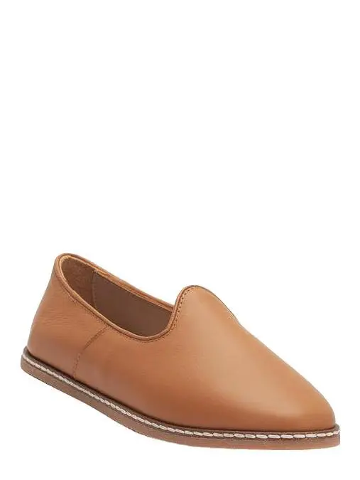 FOREVER & ALWAYS SHOES Dalya Leather Slip-on Flats - Cognac Brown Leather