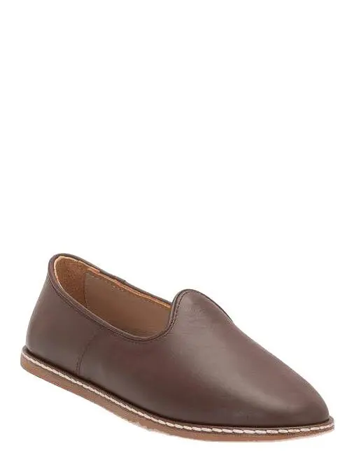 FOREVER & ALWAYS SHOES Dalya Leather Slip-on Flats - Dark Brown Leather