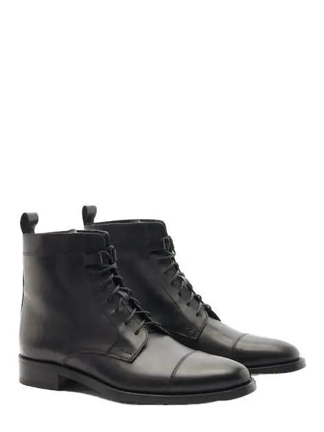 SCAROSSO Totò Ebano Lace Up Boots - Black Calf