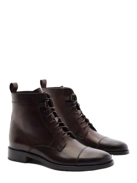 SCAROSSO Totò Ebano Lace Up Boots - Dark Brown Calf