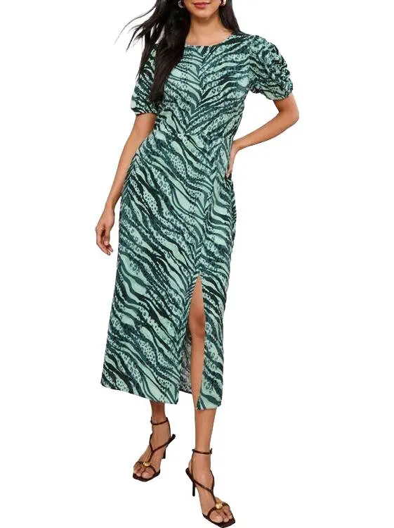 FRIENDS LIKE THESE Zebra Print Maxi Dress - Green