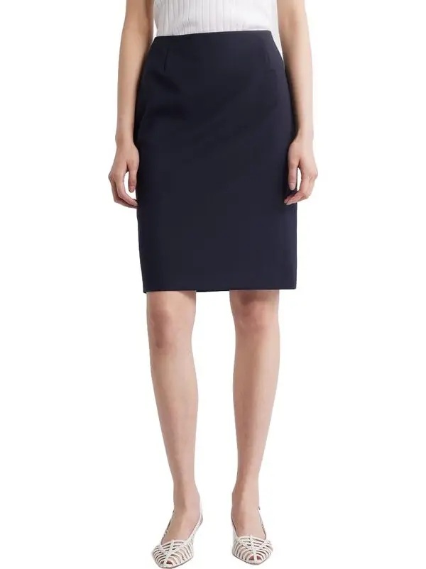 BOSS Vileah Virgin Wool Pencil Skirt - Dark Blue