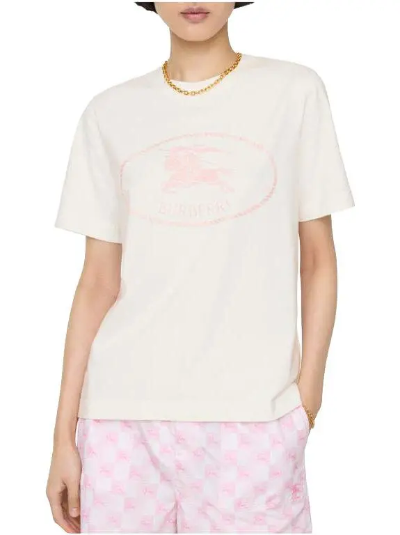 Burberry Knight Stamp Cotton T-shirt - Chalk White/mallow Pink