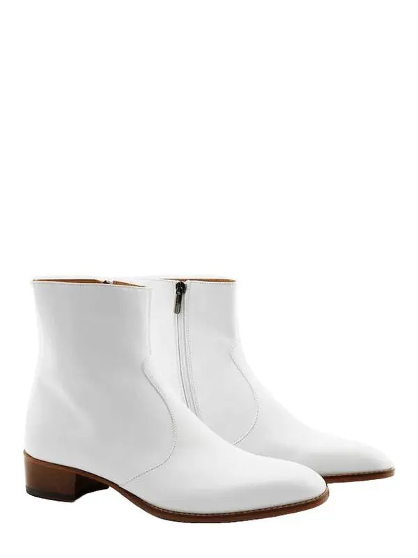 SCAROSSO Warren Ankle Boots - White - Calf
