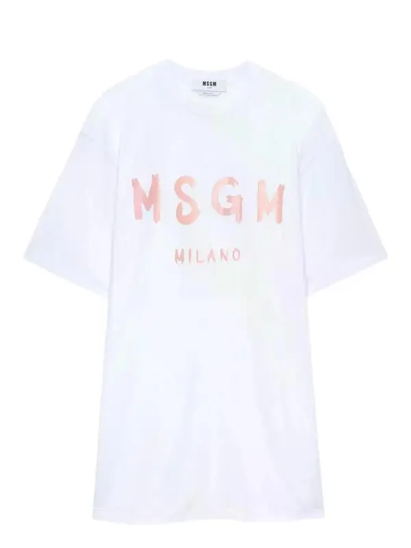 MSGM Cotton T-shirt Dress - White