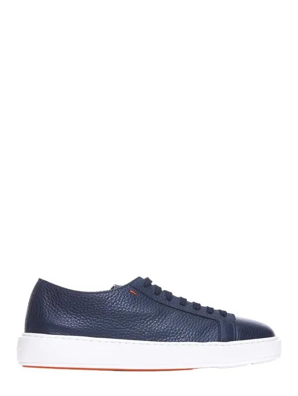 Santoni Leather Biking Sneakers - Blue