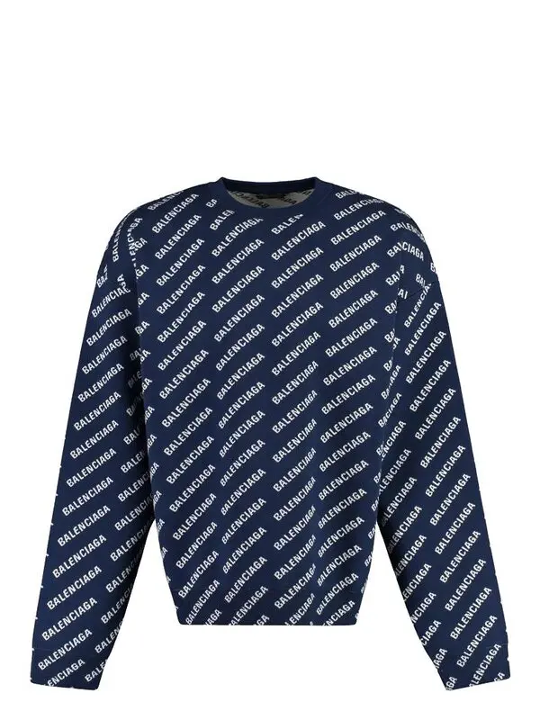 Balenciaga Long Sleeve Crew-neck Sweater - Blue