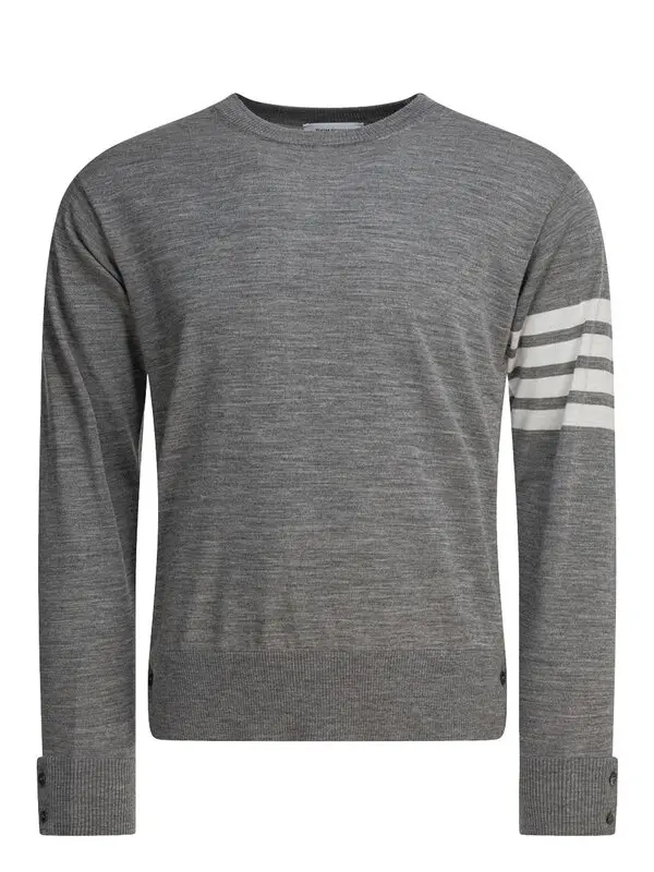 Thom Browne Classic Crewneck Pullover With 4-bar Sleeve - Grey