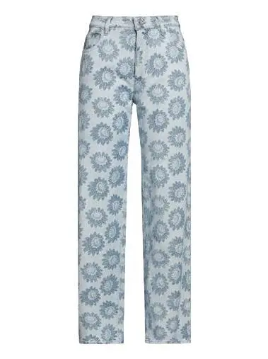 Guess Floral-print Wide-leg Jeans - Blue