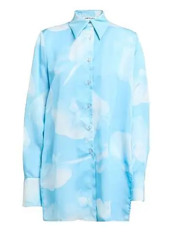 LOW CLASSIC Satin Floral-print Shirt - Blue