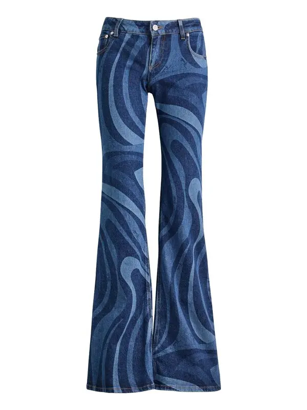 Emilio Pucci Wave-printed Flared-leg Jeans - Denim