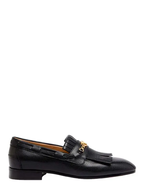 Valentino Garavani Vlogo Fringed Leather Loafers - Black