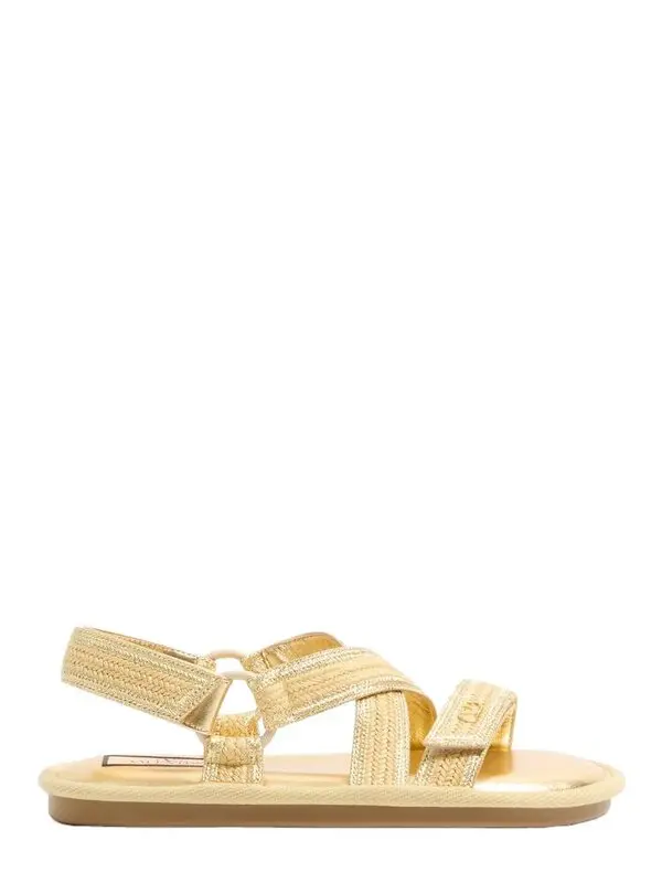 Valentino Garavani Lake Powell Crochet Embroidered Sandals - Shell/gold