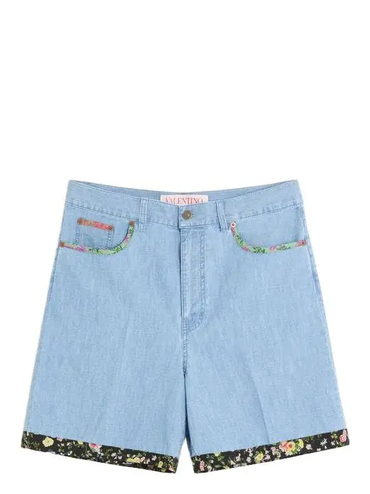 Valentino Garavani Floral Print Bermuda Shorts - Denim