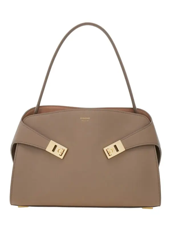 FERRAGAMO Hug Soft Shoulder Bag - Beige