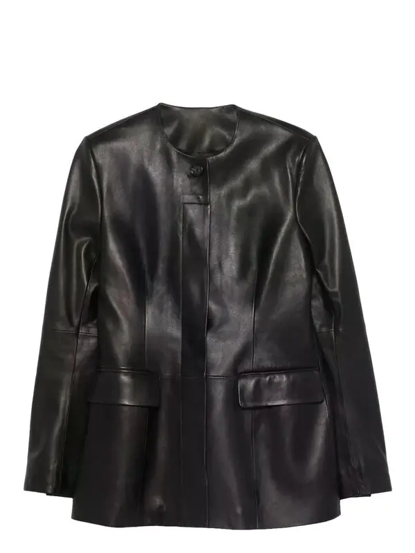 TOTEME Collarless Leather Jacket - Black