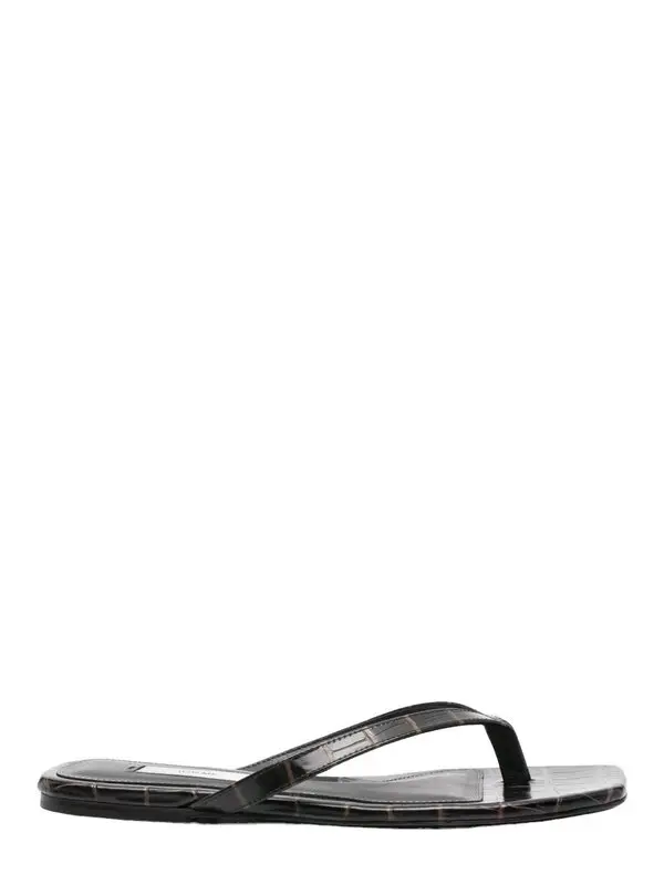 TOTEME Crocodile-embossed Flip Flops - Brown