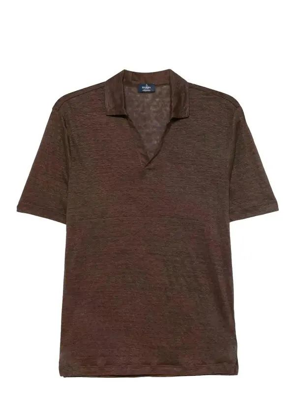 BARBA NAPOLI Linen T-shirt - Brown