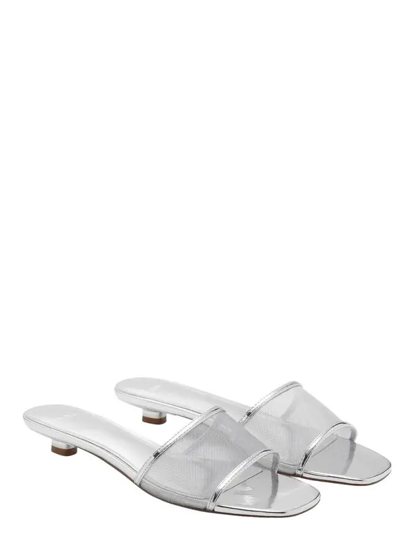 Mango Kitten Heel Slide Sandal - Silver