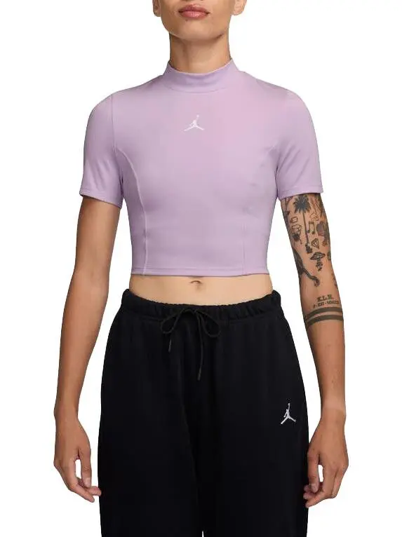 JORDAN Mock Neck Crop Top - Doll/ White