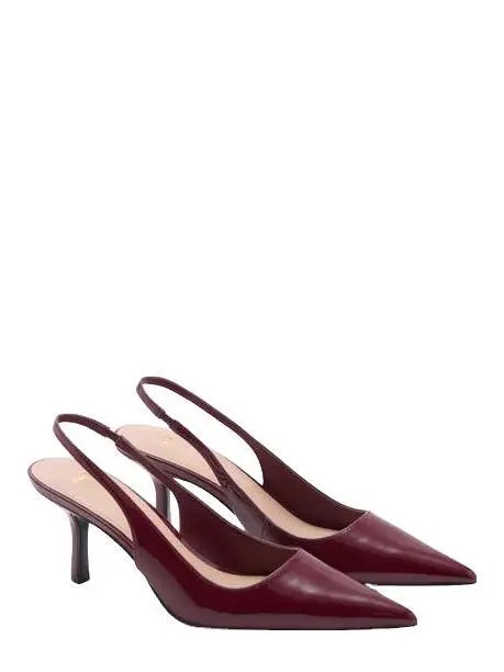 Mango Pointed Toe Slingback Pumps - Burgundy
