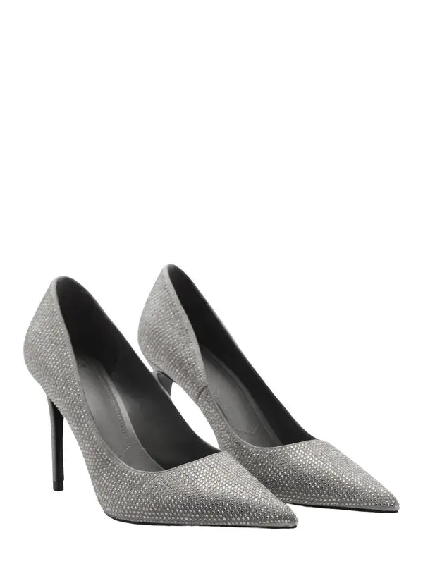 Mango Rhinestone Heel Pumps - Silver