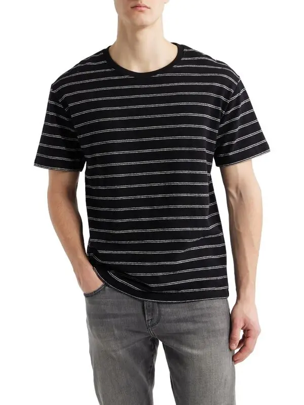 FRAME Stripe Organic Cotton T-shirt - Black/ Natural