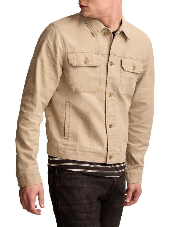 Lucky Brand Linen And Cotton Trucker Jacket - Pelican