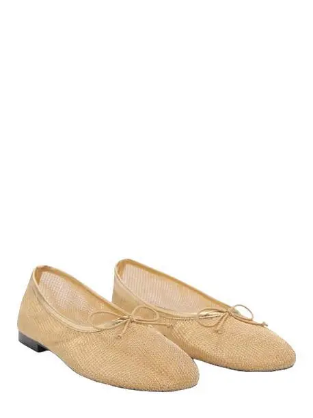 Mango Mesh Ballerina Flat - Gold