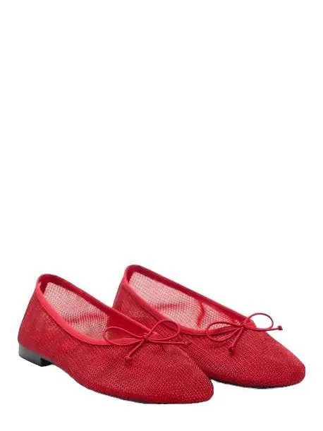 Mango Mesh Ballerina Flat - Red