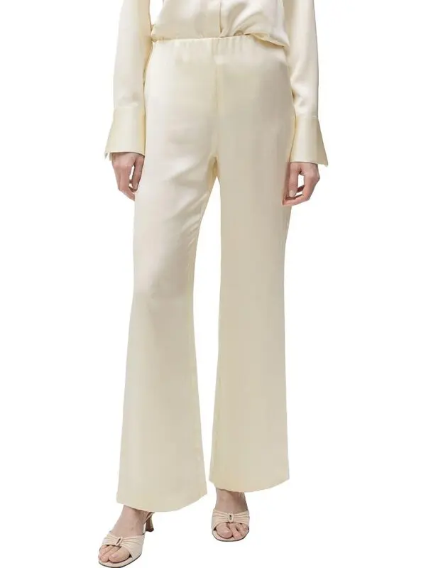 Mango Satin Straight Leg Trousers - Ecru
