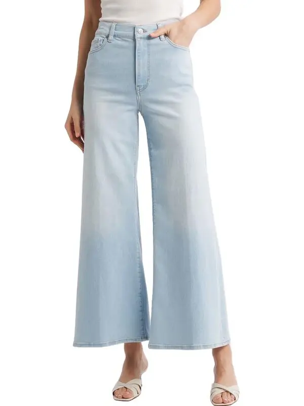 FRAME Le Palazzo High-rise Wide-leg Cropped Jeans - Float