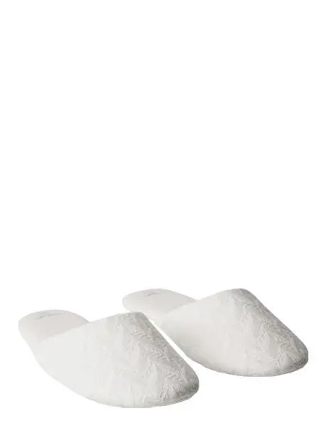 Mango Embroidered Cotton Slippers - White