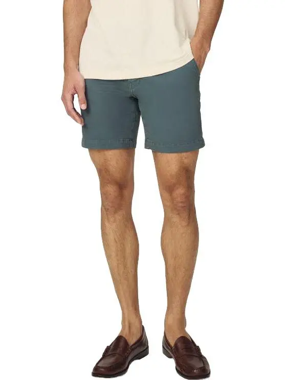 Warp + Weft Flat Front Stretch Cotton Twill Chino Shorts - Teal