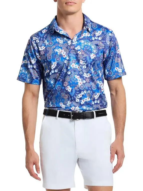 Robert Graham Ace Of Skulls Classic Fit Print Performance Polo - Blue