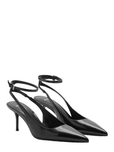 Mango Ankle Strap Pointed Toe Pumps - Black