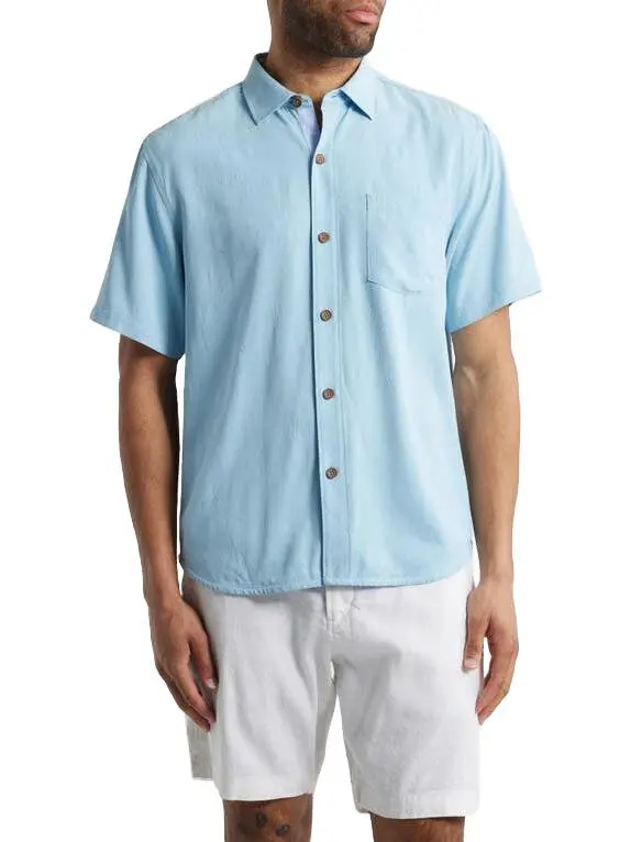 Tommy Bahama Birdie Of Paradise Short Sleeve Silk Graphic Button-up Shirt - Blue Jay