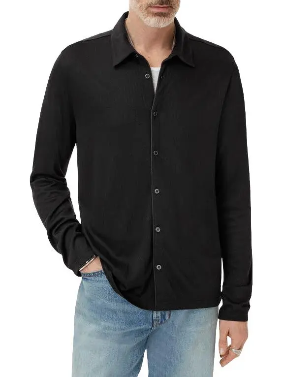 John Varvatos Caserta Regular Fit Textured Lyocell Button-up Shirt - Black