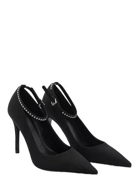Mango Ankle Strap Pointed Toe Pumps - Black