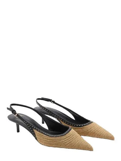 Mango Straw Slingback Pumps - Sand