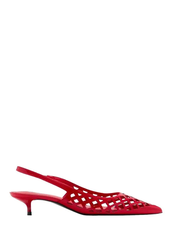 Mango Laser Cut Slingback Pumps - Red