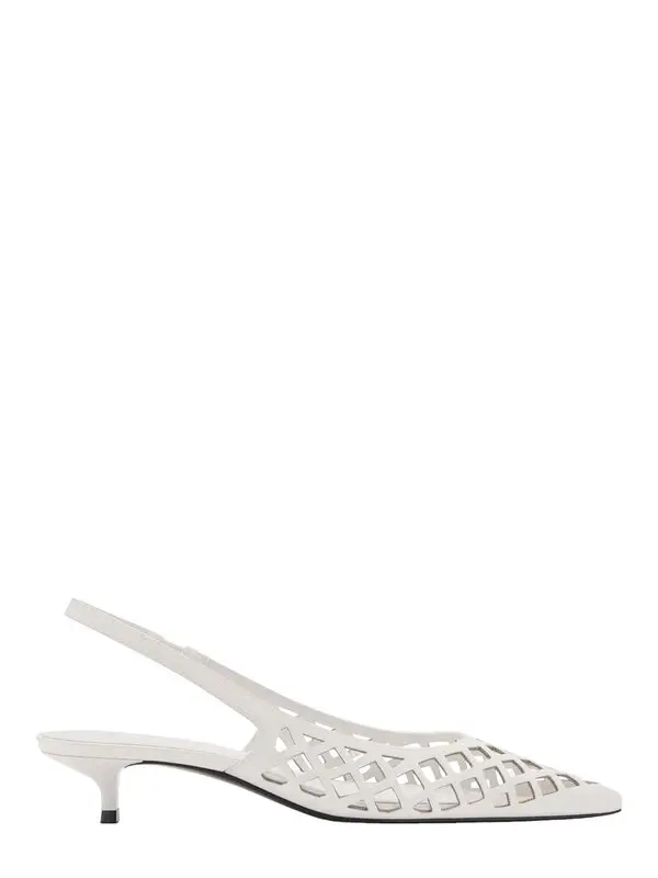 Mango Laser Cut Slingback Pumps - White