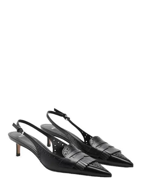 Mango Fringe Slingback Pumps - Black