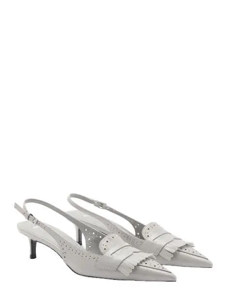 Mango Fringe Slingback Pumps - Grey