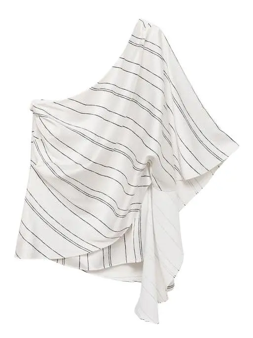 Mango Stripe Asymmetric Top - White
