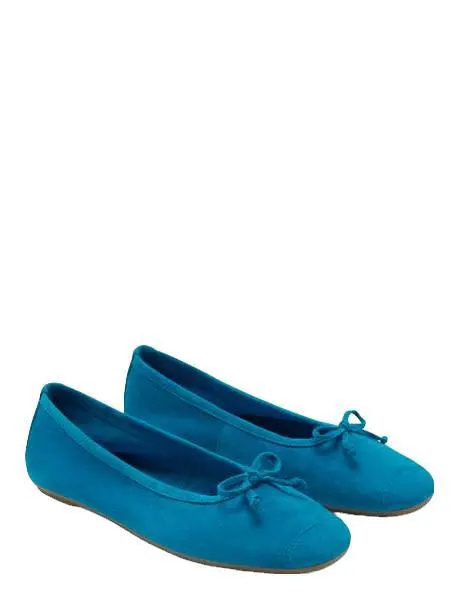 Mango Cap Toe Suede Ballet Flat - Blue
